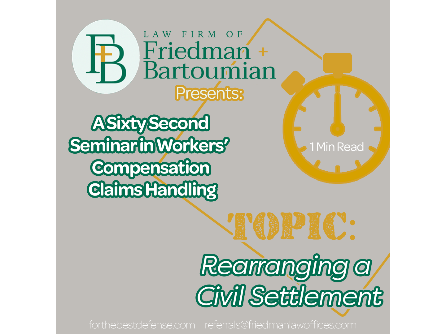 Rearranging a Civil Settlement: A Sixty-Second Seminar in Workers ...