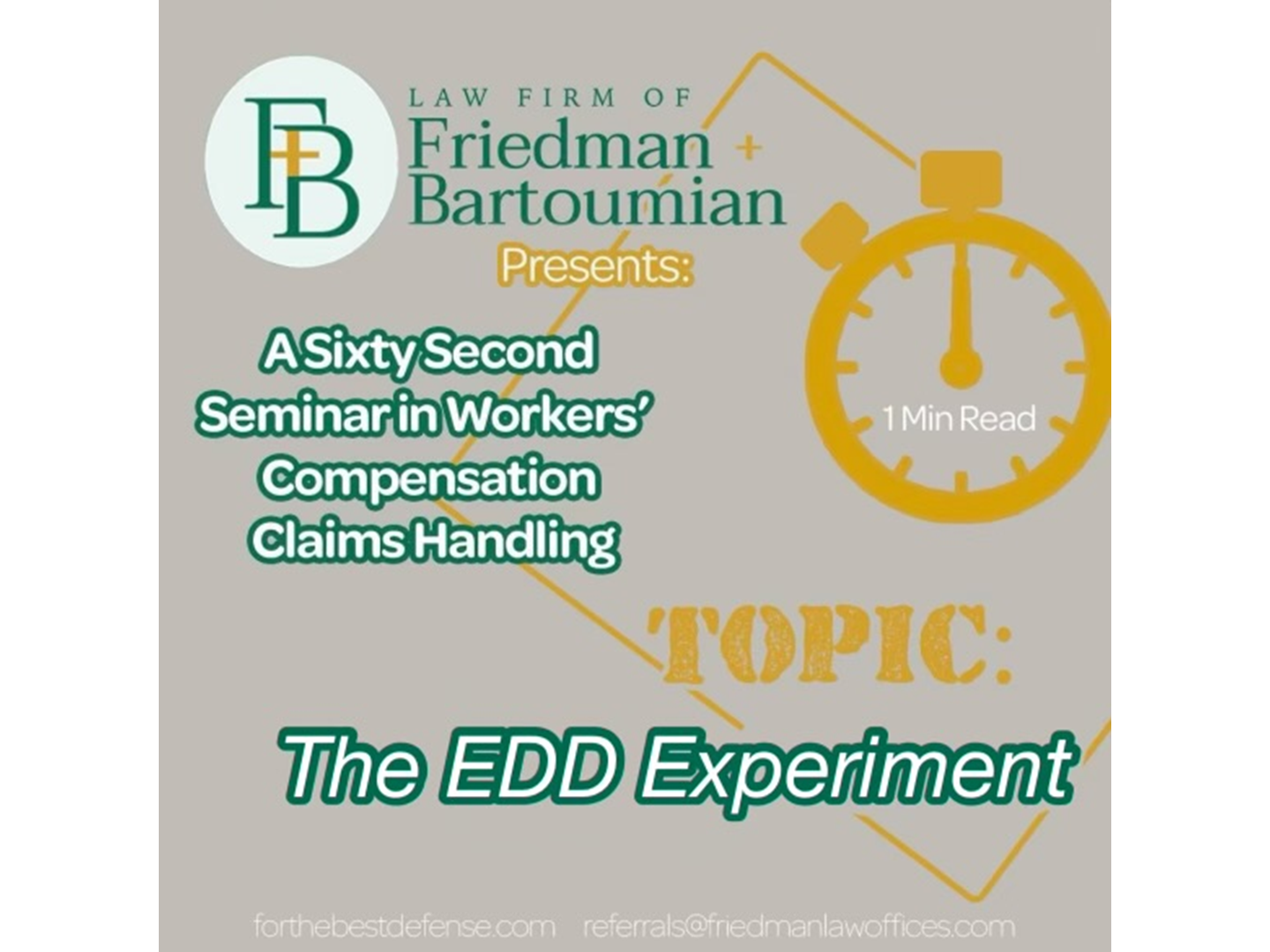 The EDD Experiment: A 60-Second Seminar in Workers' Compensation Claims ...
